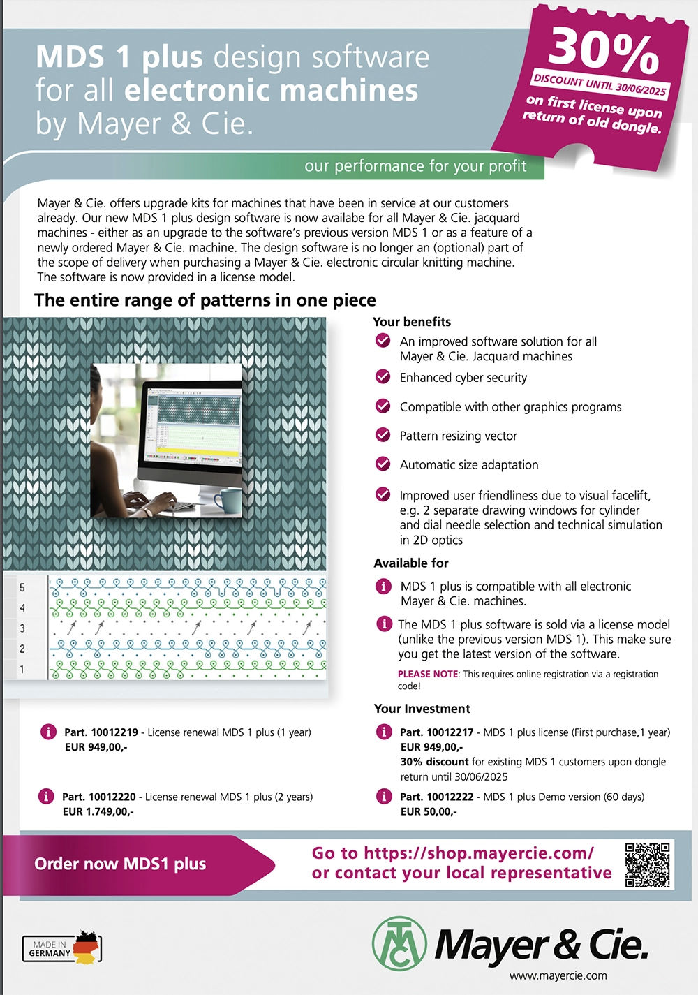MDS 1 Plus – Mayer Design Software – Mayer&Cie., Rundstrickmaschinen und Flechtmaschinen aus ...